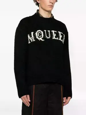 Alexander McQueen Logo-intarsia Sweater - Black