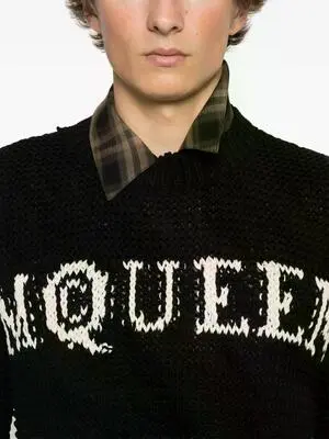 Alexander McQueen Logo-intarsia Sweater - Black