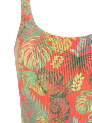 AMIR SLAMA Palm Leaf Print Swimsuit