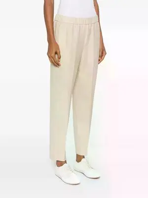 Peserico Tapered Virgin Wool Blend Trousers With Monili Chain Detail