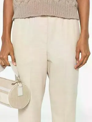 Peserico Tapered Virgin Wool Blend Trousers With Monili Chain Detail