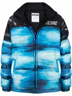 Moschino Faded-effect Logo Coat - Blue