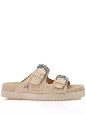 Philipp Plein Crocodile-effect Leather Embellished Sandals