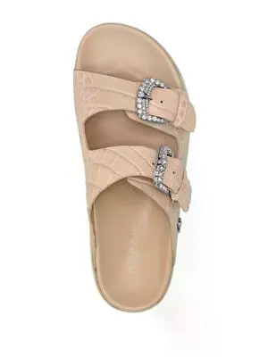 Philipp Plein Crocodile-effect Leather Embellished Sandals