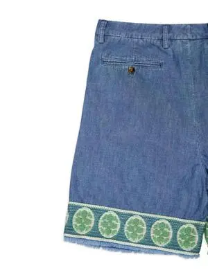 Valentino Garavani Jacquard-hem Denim Bermuda Shorts