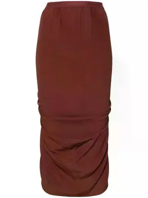 Rick Owens Draped Ruched Midi Skirt