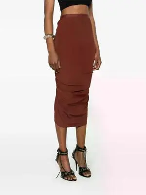 Rick Owens Draped Ruched Midi Skirt