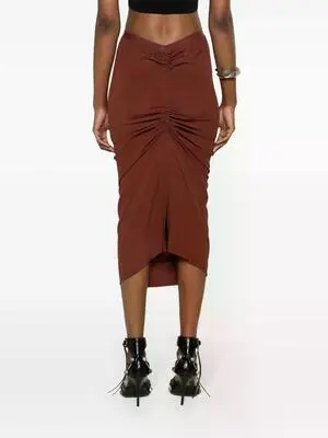 Rick Owens Draped Ruched Midi Skirt