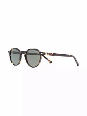 LESCA Round Frame Tortoiseshell Sunglasses
