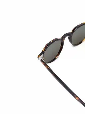 LESCA Round Frame Tortoiseshell Sunglasses