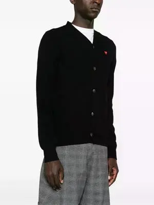 Play Comme Des Garcon Heart-patch Wool Cardigan
