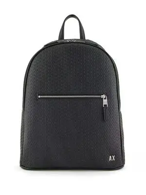 Armani Exchange All-over Embossed Logo Backpack - Black