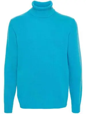 NUUR Roll-neck Merino Wool-cashmere Blend Sweater - Blue