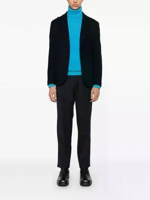 NUUR Roll-neck Merino Wool-cashmere Blend Sweater - Blue