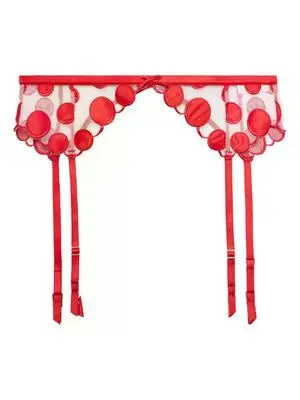 FLEUR DU MAL Polka-dot Garter - Red
