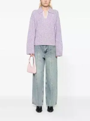 TOUT A COUP Wide-leg Washed Jeans