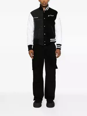 GREG LAUREN Panelled Wool-cotton Bomber Jacket