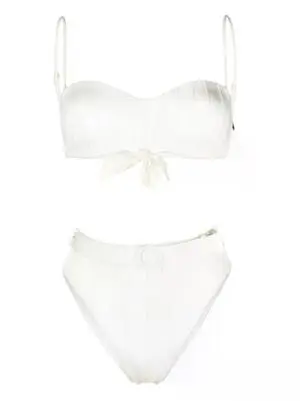NOIRE SWIMWEAR High-waist Belted Bikini Set - Neutrals