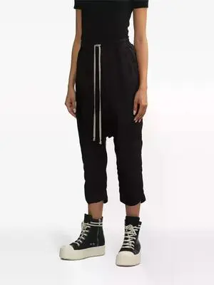 Rick Owens Pressed-crease Drawstring Cropped Trousers