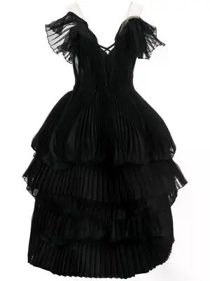 Marchesa Pleated Tiered Gown