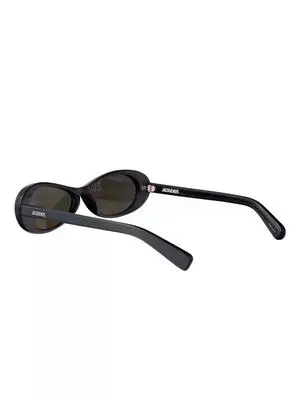 Jacquemus Oval Frame Sunglasses With Logo Detailing - Black