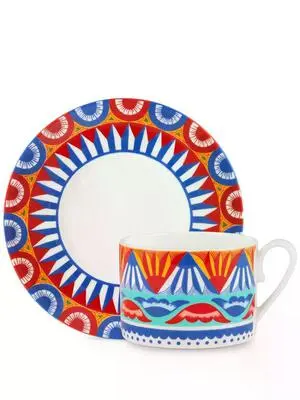 Dolce & Gabbana Geometric-pattern Porcelain Tea-set - Blue