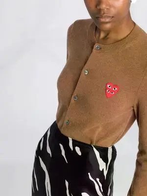 Play Comme Des Garcon Embroidered-logo Knit Cardigan