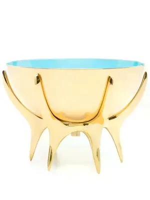 Jonathan Adler Medium Oscar Brass Bowl - Blue