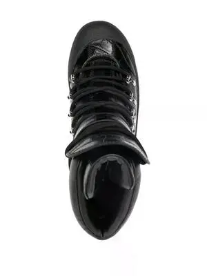 Bally Embossed Crocodile Lace-up Boots