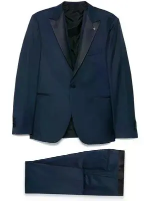 Tagliatore Brooch-detail Suit - Blue