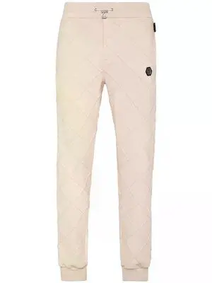Philipp Plein Logo-appliqué Quilted Track Pants - Neutrals