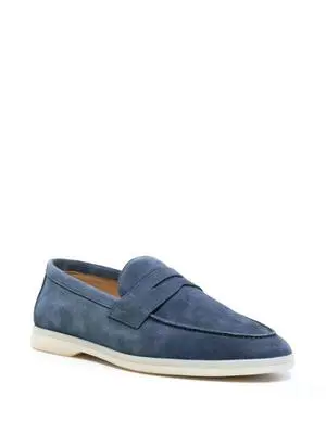 SCAROSSO Luciano Suede Penny Loafers - Blue