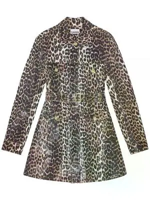 GANNI Leopard-print Denim Dress