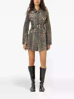 GANNI Leopard-print Denim Dress