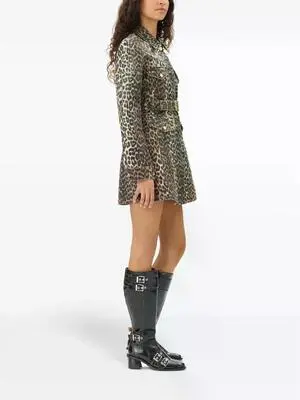 GANNI Leopard-print Denim Dress