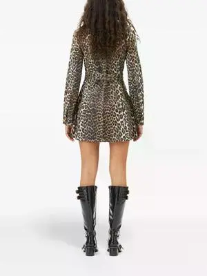 GANNI Leopard-print Denim Dress