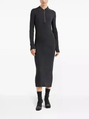 Brunello Cucinelli Ribbed Knit Midi Dress With Monili Trim