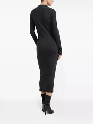 Brunello Cucinelli Ribbed Knit Midi Dress With Monili Trim