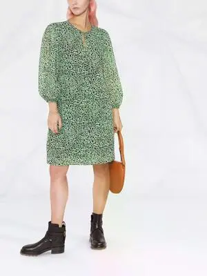BOSS Graphic-print Long-sleeve Dress