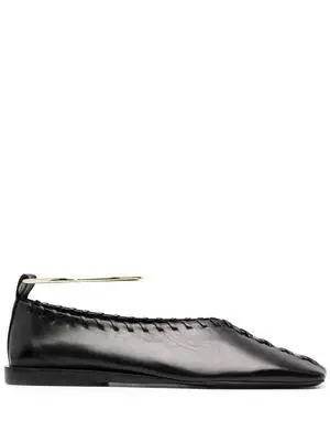 JIL SANDER Ring-detail Ballerina Shoes - Black