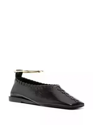 JIL SANDER Ring-detail Ballerina Shoes - Black