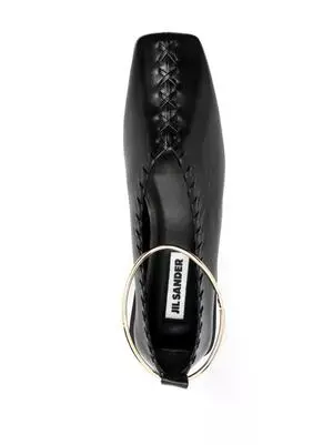 JIL SANDER Ring-detail Ballerina Shoes - Black