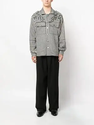 Roberto Cavalli Studded Gingham Wool-blend Shirt