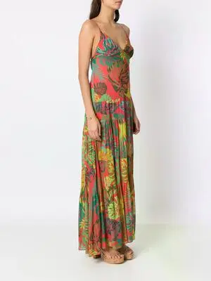 AMIR SLAMA Palm Leaf Print Maxi Dress