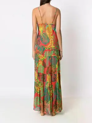 AMIR SLAMA Palm Leaf Print Maxi Dress