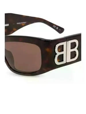 Balenciaga Bb-logo Rectangle Sunglasses - Brown