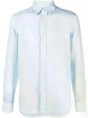 120% Lino Button-up Linen Shirt - Blue