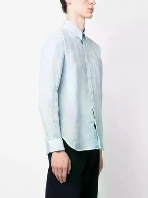 120% Lino Button-up Linen Shirt - Blue