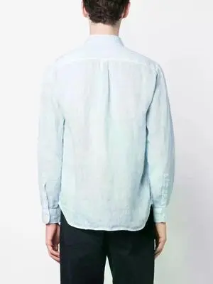 120% Lino Button-up Linen Shirt - Blue