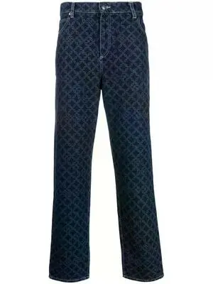 CHARLES JEFFREY Geometric-patterned Straight Leg Jeans - Blue